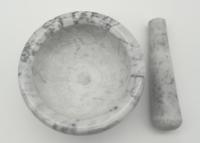 China Glossy Stone Pestle Mortar Grey Color Easy Cleaning OEM Acceptable for sale