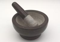 China Black Stone Mortar And Pestle , Garlic Grinder Stone Environment Friendly for sale