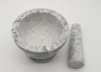 China Customized Natural Stone Mashing Bowl Well Designed Nice White With Vein for sale
