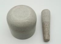 China Round Stone Mortar And Pestle , Marble Bowl With Grinder Handcrafts for sale