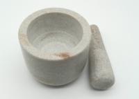 China Round Stone Mortar And Pestle , Marble Bowl With Grinder Handcrafts for sale