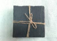 China Rough Rim Plain Stone Coasters , 4 Black Slate Coasters Natural Surface for sale