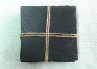 China Rough Rim Plain Stone Coasters , 4 Black Slate Coasters Natural Surface for sale
