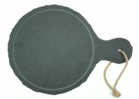 China Professional Slate Cheese Board Paddle Shape Rough Rim With Handles for sale