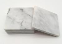China Marble White Plain Stone Coasters No Pollution Insulated With Back Pad for sale