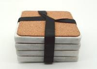 China Marble White Plain Stone Coasters No Pollution Insulated With Back Pad for sale