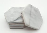 China Polished White Stone Coasters Hexagon Shape Moisture Proof High Durability for sale