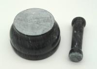 China Black Stone Mortar And Pestle , Marble Mortar And Pestle Set Round Shape for sale