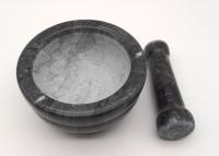 China Black Stone Mortar And Pestle , Marble Mortar And Pestle Set Round Shape for sale