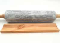China Deluxe Marble Pastry Rolling Pin Polished With Wood Handles / Cradle for sale