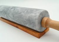 China Deluxe Marble Pastry Rolling Pin Polished With Wood Handles / Cradle for sale