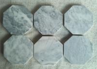 China Set 6 Solid Plain Stone Coasters Octagon Eight Sided White Color With Vein for sale