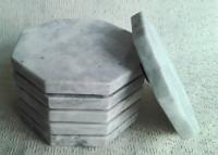 China Set 6 Solid Plain Stone Coasters Octagon Eight Sided White Color With Vein for sale