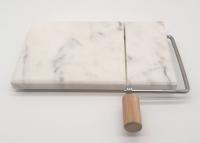 China White Marble Cheese Slicer Board , Marble Cheese Cutting Board Wood Handle for sale