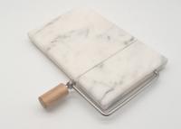 China White Marble Cheese Slicer Board , Marble Cheese Cutting Board Wood Handle for sale