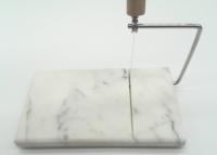 China White Marble Cheese Slicer Board , Marble Cheese Cutting Board Wood Handle for sale