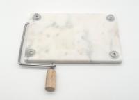 China White Marble Cheese Slicer Board , Marble Cheese Cutting Board Wood Handle for sale