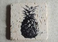 China Gifts Plain Stone Coasters , Travertine Square Stone Coasters 10 x 10 cm for sale