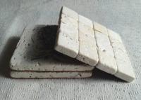 China Beige Natural Travertine Coasters Birthday Decoration Items Tumbled Finish for sale