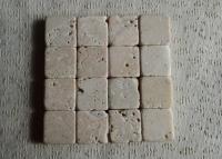 China Beige Natural Travertine Coasters Birthday Decoration Items Tumbled Finish for sale