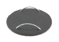 China Natural Edge Slate Serving Tray Round Shape Diameter 22cm For Kitchen for sale