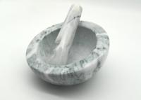 China Dia 16.5cm H9cm Grey Stone Mortar And Pestle For Herbs Spices for sale
