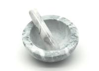 China Dia 16.5cm H9cm Grey Stone Mortar And Pestle For Herbs Spices for sale