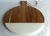 China Marble Acacia Wood Household Stone Placemats Paddle Shape for sale