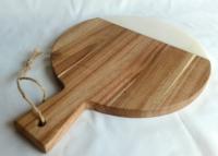 China Marble Acacia Wood Household Stone Placemats Paddle Shape for sale