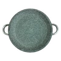 China BBQ Granite Dia 24cm Stone Grill Plates Round Cooking Pot Grey for sale
