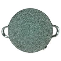 China BBQ Granite Dia 24cm Stone Grill Plates Round Cooking Pot Grey for sale