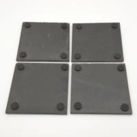China 4 Black Slate Straight Rim Plain Stone Coasters Natural Surface for sale