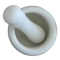China Kitchenware Marble Stone Mortar And Pestle Grinder White for sale