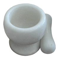 China Kitchenware Marble Stone Mortar And Pestle Grinder White for sale