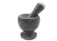 China Custom Made Stone Mortar And Pestle , Stone Bowl And Grinder Black Color for sale