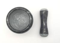 China Custom Made Stone Mortar And Pestle , Stone Bowl And Grinder Black Color for sale