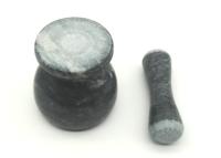 China Custom Made Stone Mortar And Pestle , Stone Bowl And Grinder Black Color for sale