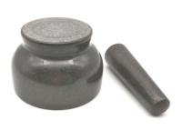 China Handmade FDA Granite Stone Mortar And Pestle Black Grinding for sale