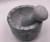 China Solid Marble Stone Mortar And Pestle Set Round Shape For Kitchen Grinding Spices for sale