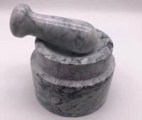China Solid Marble Stone Mortar And Pestle Set Round Shape For Kitchen Grinding Spices for sale