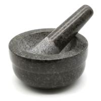 China Stone Mortar And Pestle Granite Herb Grinder Set Polished Surface Ideal For Crushing Spices Seeds And Other Ingredients for sale