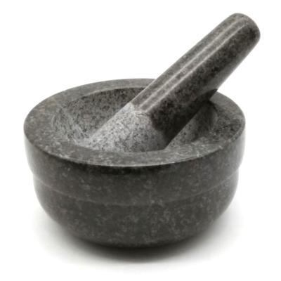 China Stone Mortar And Pestle Granite Herb Grinder Set Polished Surface Ideal For Crushing Spices Seeds And Other Ingredients for sale