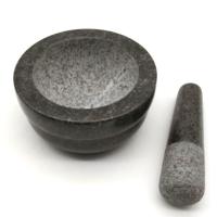China Stone Mortar And Pestle Granite Herb Grinder Set Polished Surface Ideal For Crushing Spices Seeds And Other Ingredients for sale