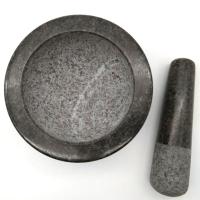 China Stone Mortar And Pestle Granite Herb Grinder Set Polished Surface Ideal For Crushing Spices Seeds And Other Ingredients for sale