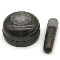 China Stone Mortar And Pestle Granite Herb Grinder Set Polished Surface Ideal For Crushing Spices Seeds And Other Ingredients for sale