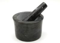 China Polished Marble Granite Stone Mortar And Pestle Set For Kitchen Grinding Herb Spices for sale