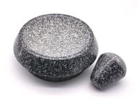 China Round Stone Mortar With Pestle Set Natural Marble Granite For Kitchen for sale
