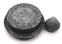 China Round Stone Mortar With Pestle Set Natural Marble Granite For Kitchen for sale