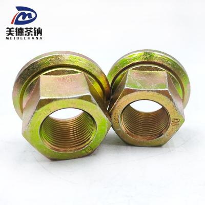 China Steel Rear Wheel Hexagon Flange Welding Self-locking Nut Galvanized M12x1.5 for sale