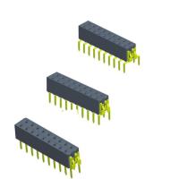 China Dual Row Female Header Connector Straddle Pin Bottom Entry Polyester Insulator for sale